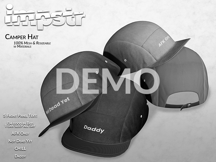 Second Life Marketplace - IMPSTR - Camper Hat #DEMO
